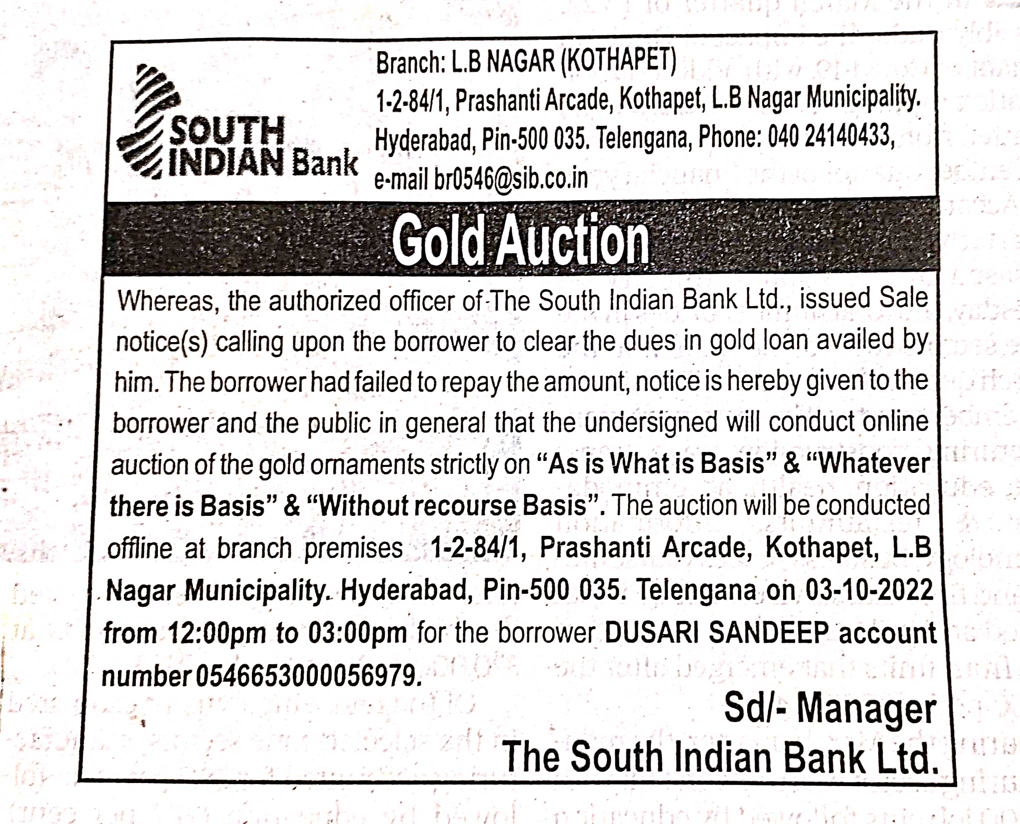 Gold Auctions